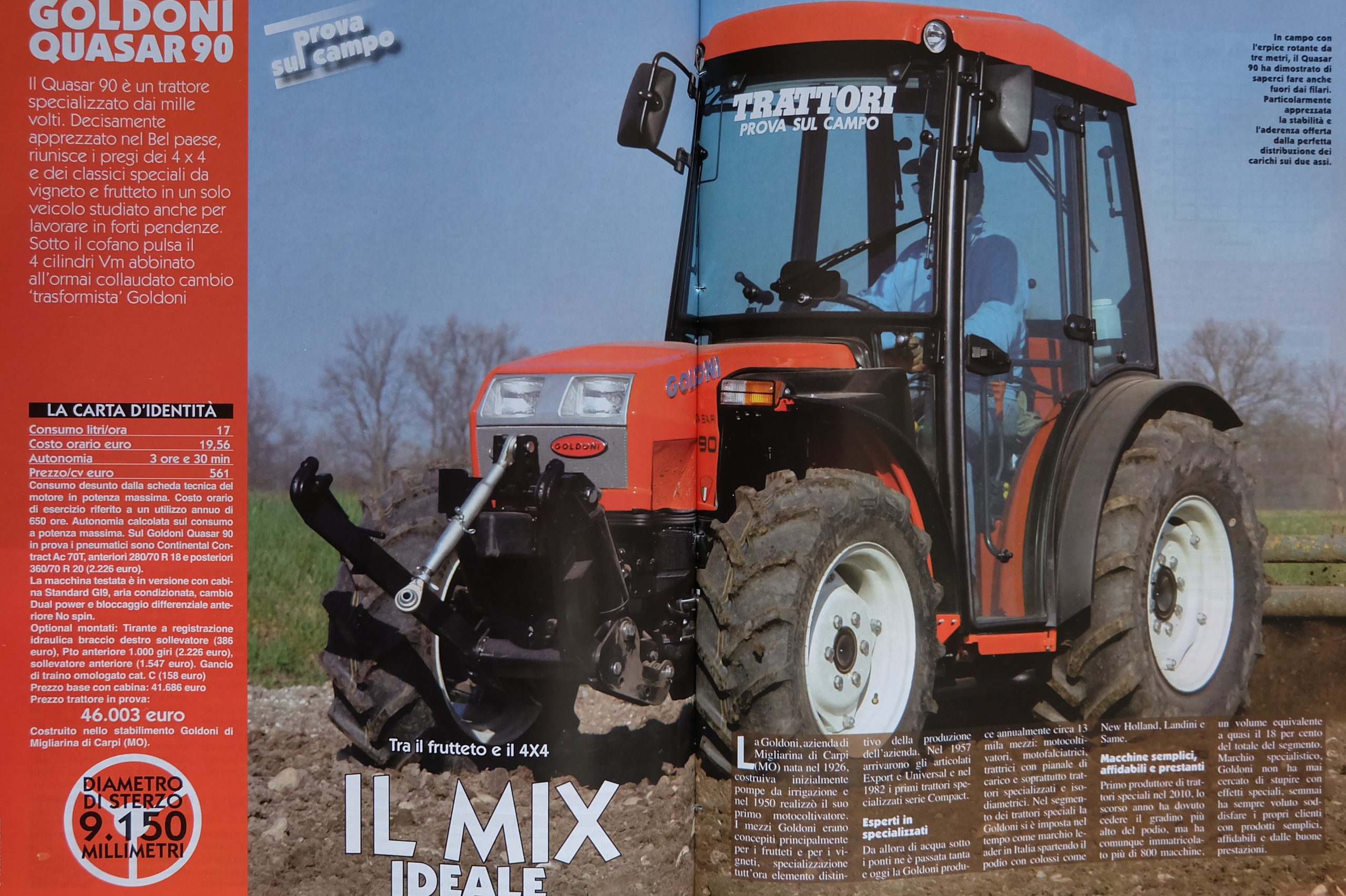Goldoni Quasar 90, tra frutteto e il 4x4: il mix ideale. La prova del 2012