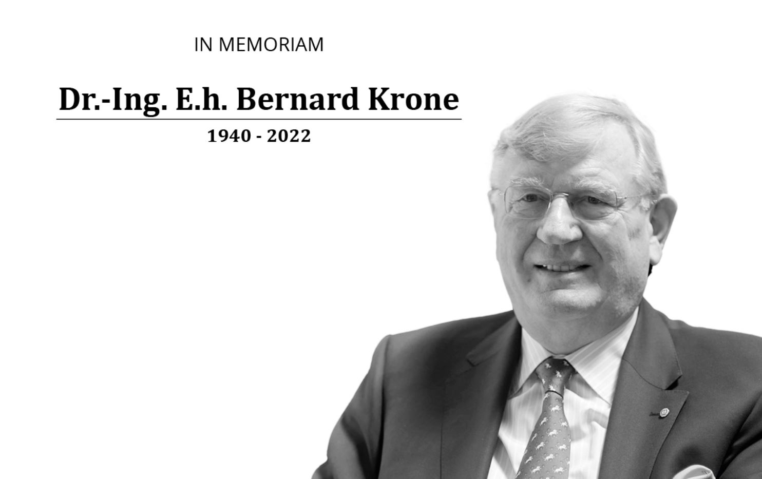 Bernard Krone è scomparso a 82 anni: lutto nel mondo dell'agromeccanica